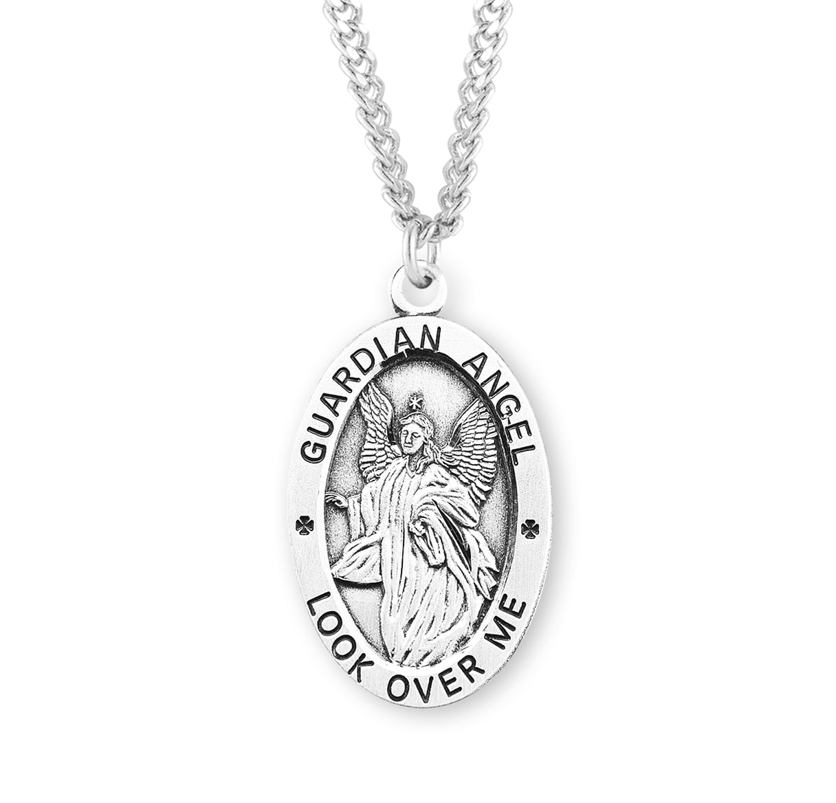 Guardian Angel Oval Sterling Silver Medal Pendant Necklace - Walmart.com