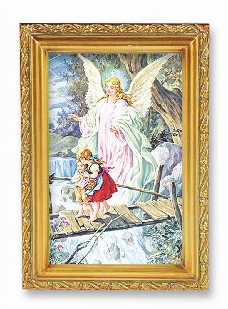 Guardian Angel Picture Framed Wall Art Decor, Small, Antique Gold-Leaf ...