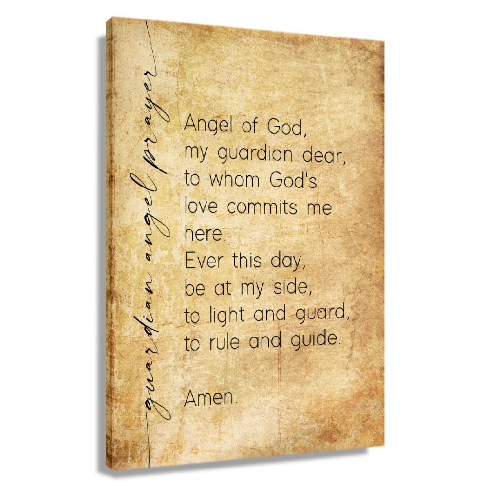Guardian Angel Prayer Quotes Wall Art Retro Prints Poster Nature Modern ...
