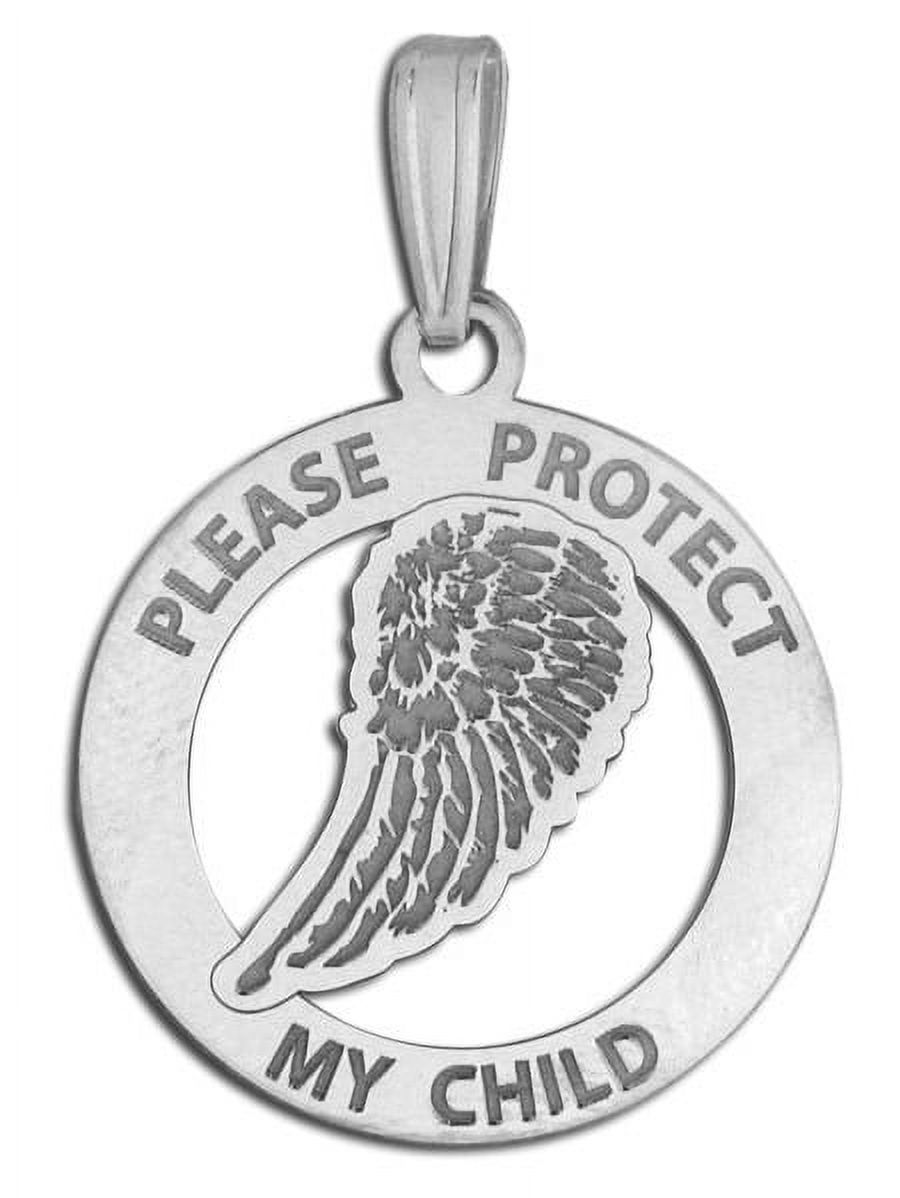 Guardian Angel "Protect My Child" Wing Cut-out Medal - 2/3 Inch X 2/3 ...