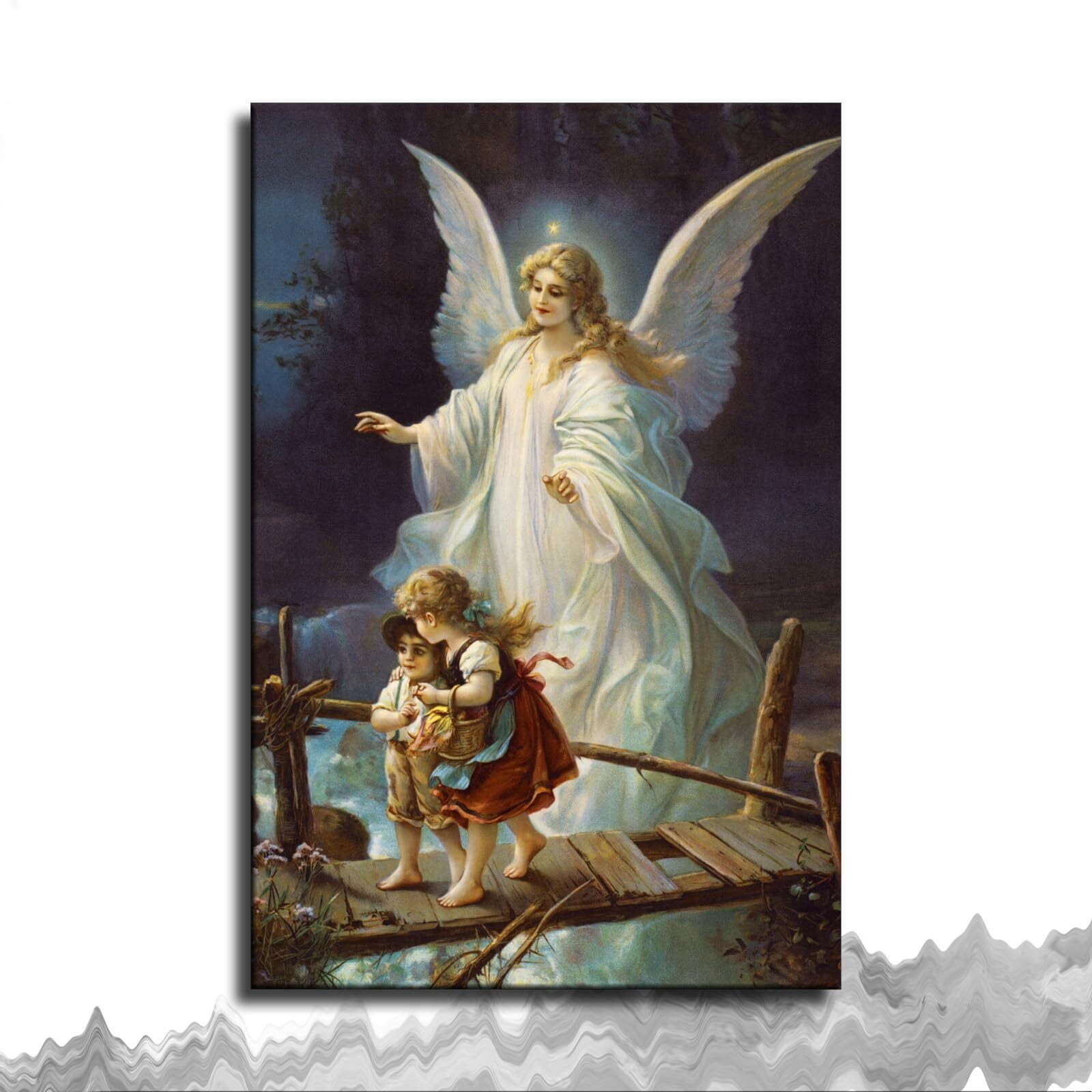 Guardian Angel Protecting Children On Bridge Religious Art Print ...