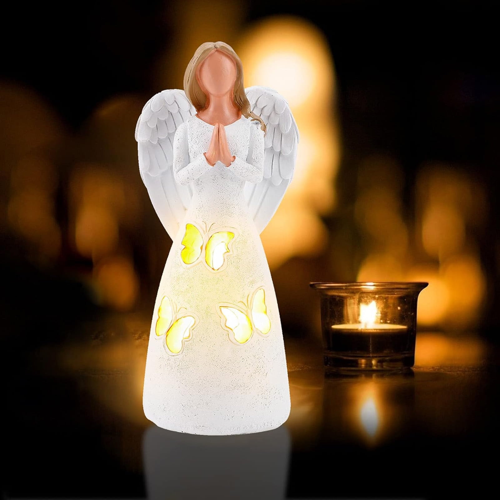 Guardian Angel Statue Figurines Tealight Candle Holder Statue Prayer ...