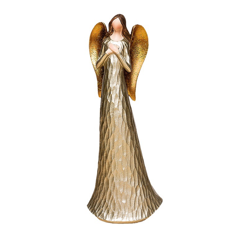Guardian Angel Statue Sculpture, Gold Resin Praying Angel Statues for ...