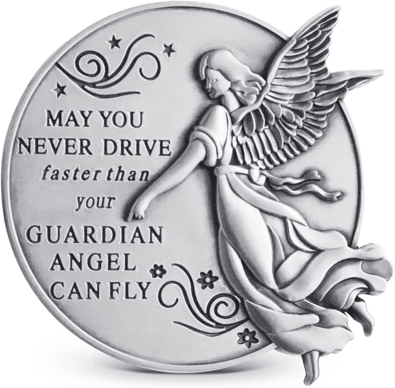 Guardian Angel Visor Clip For Car: 2-1/4 Inch Diameter Metal, Reads MAY ...