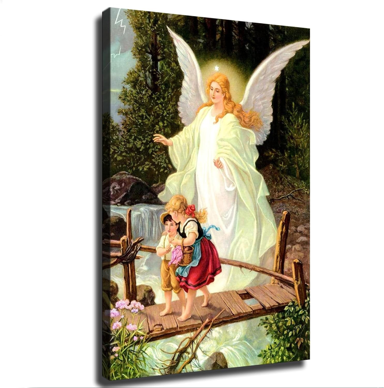Guardian Angel With Children On Bridge Poster Canvas Picture Printing ...