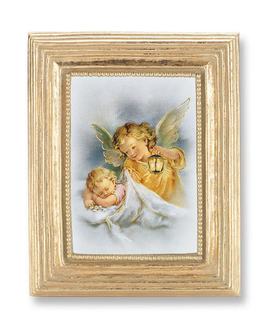 Guardian Angel with Lantern Picture Framed Print Small, Gold-Leaf Frame ...