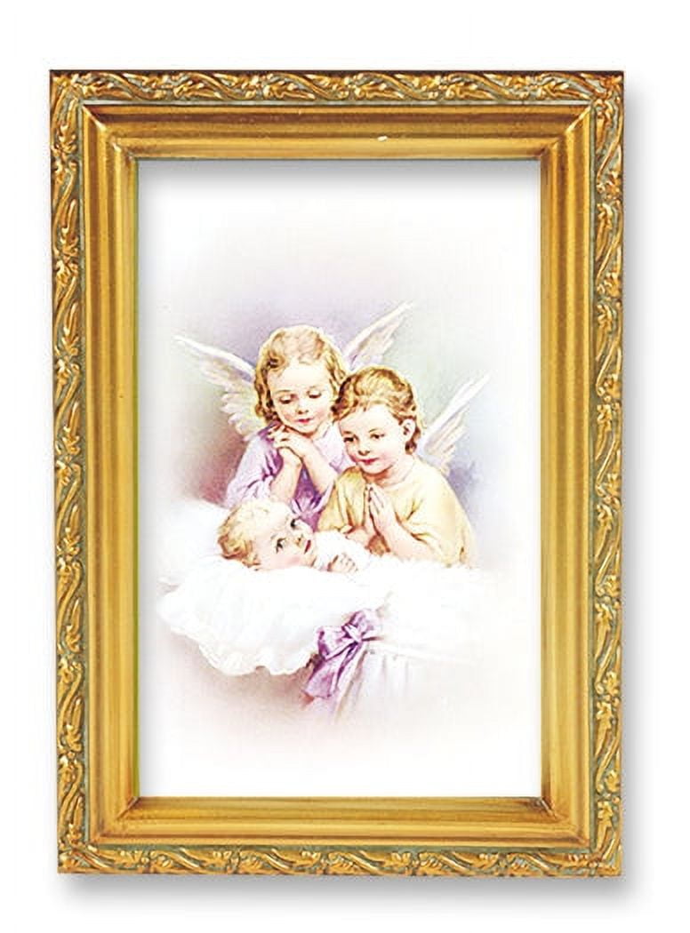 Guardian Angels Picture Framed Wall Art Decor Small, Antique Gold-Leaf ...