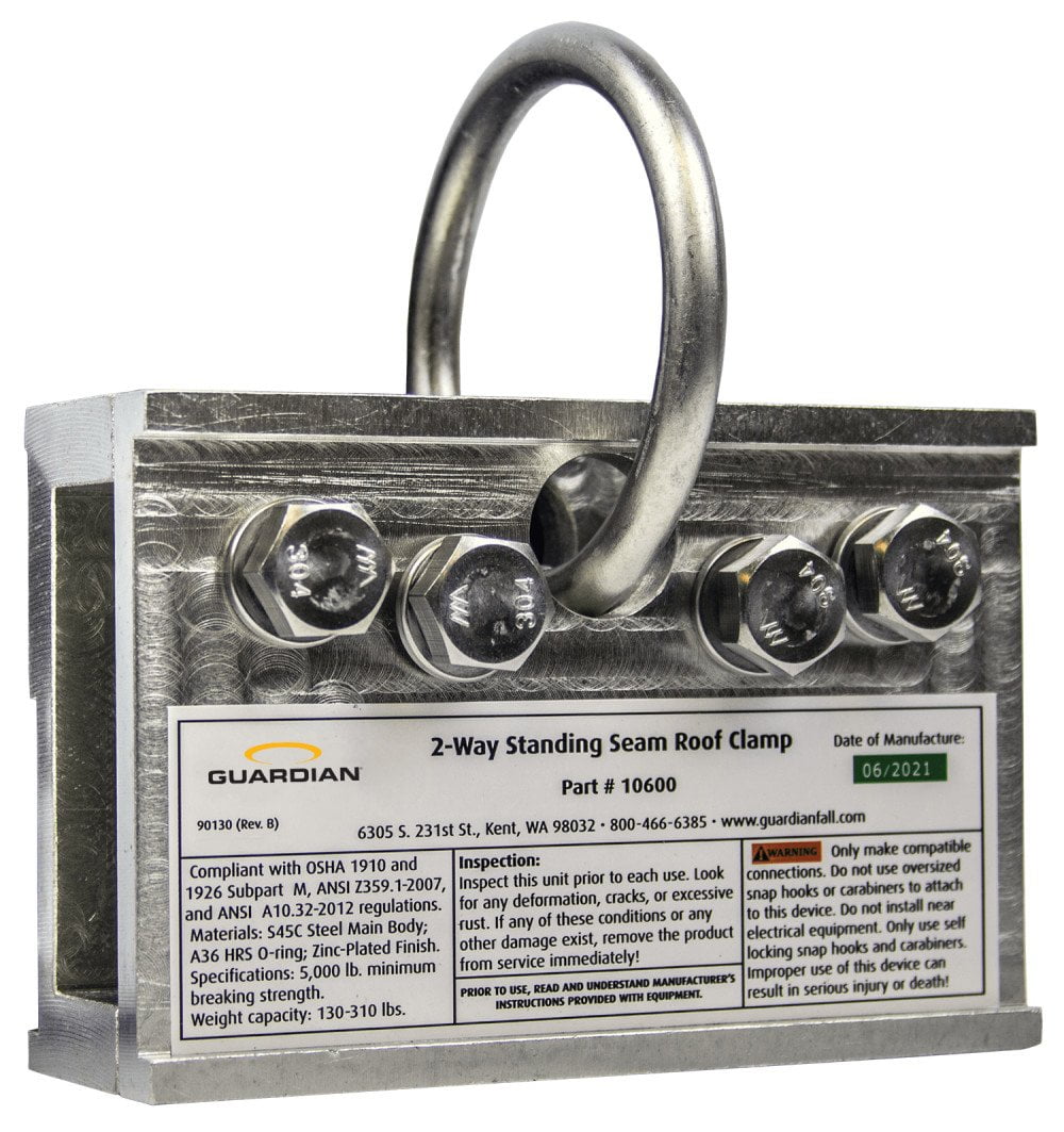 Guardian Fall Protection Two-Way Standing Seam Roof Clamp - Walmart.com