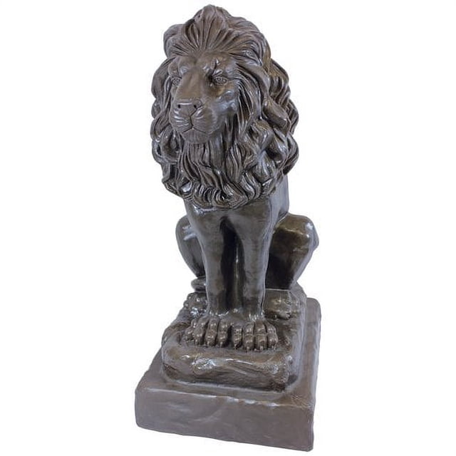 Guardian Lion Statue – Natural Bronze Appearance – Made of Plastic ...