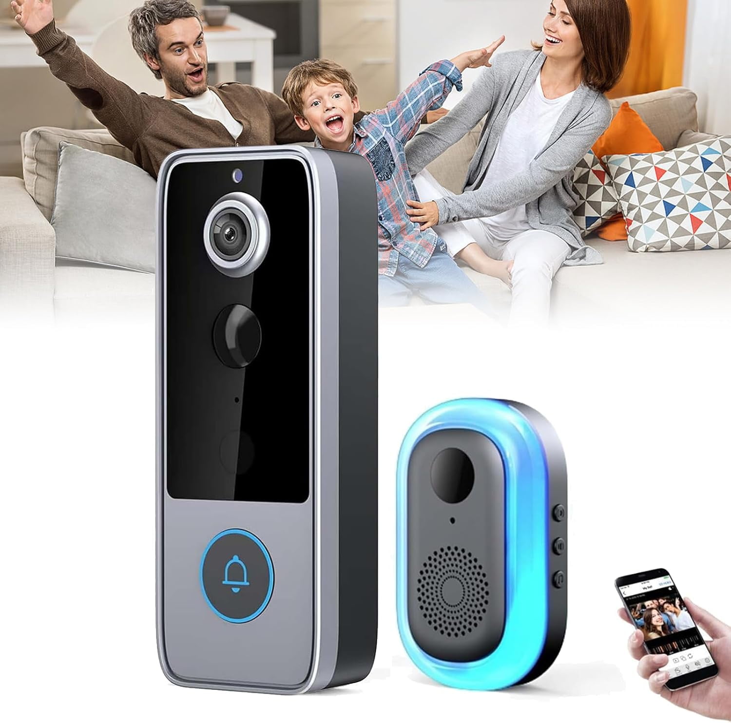 GuardianBell Pro, Smart WiFi Doorbell and Security Cam, Wire-Free 120 ...