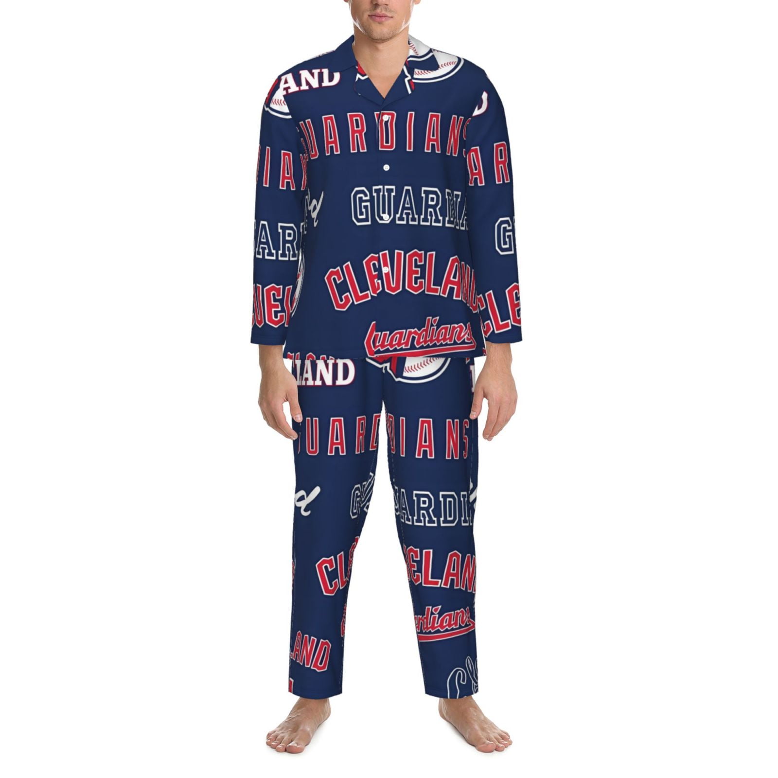 Guardians Baseball Team Custom Men's Long Sleeve Pajama Sets, Modern ...