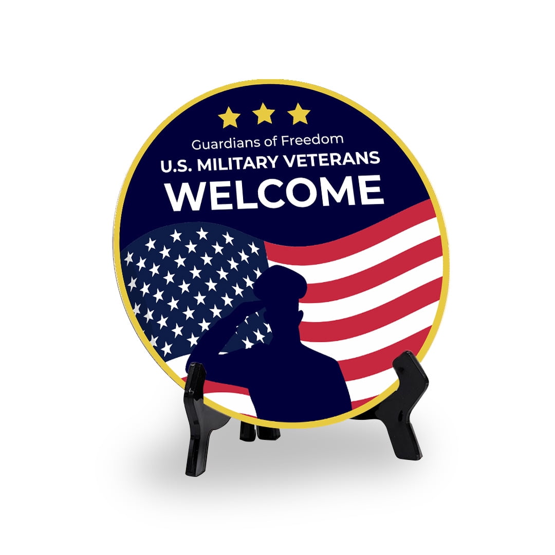 Guardians of Freedom: U.S. Military Veterans Welcome Table Sign (5 x 5 ...