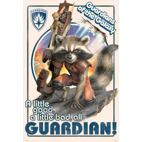 Guardians Of The Galaxy - Marvel Poster (Rocket & Baby Groot) UNFRAMED ...