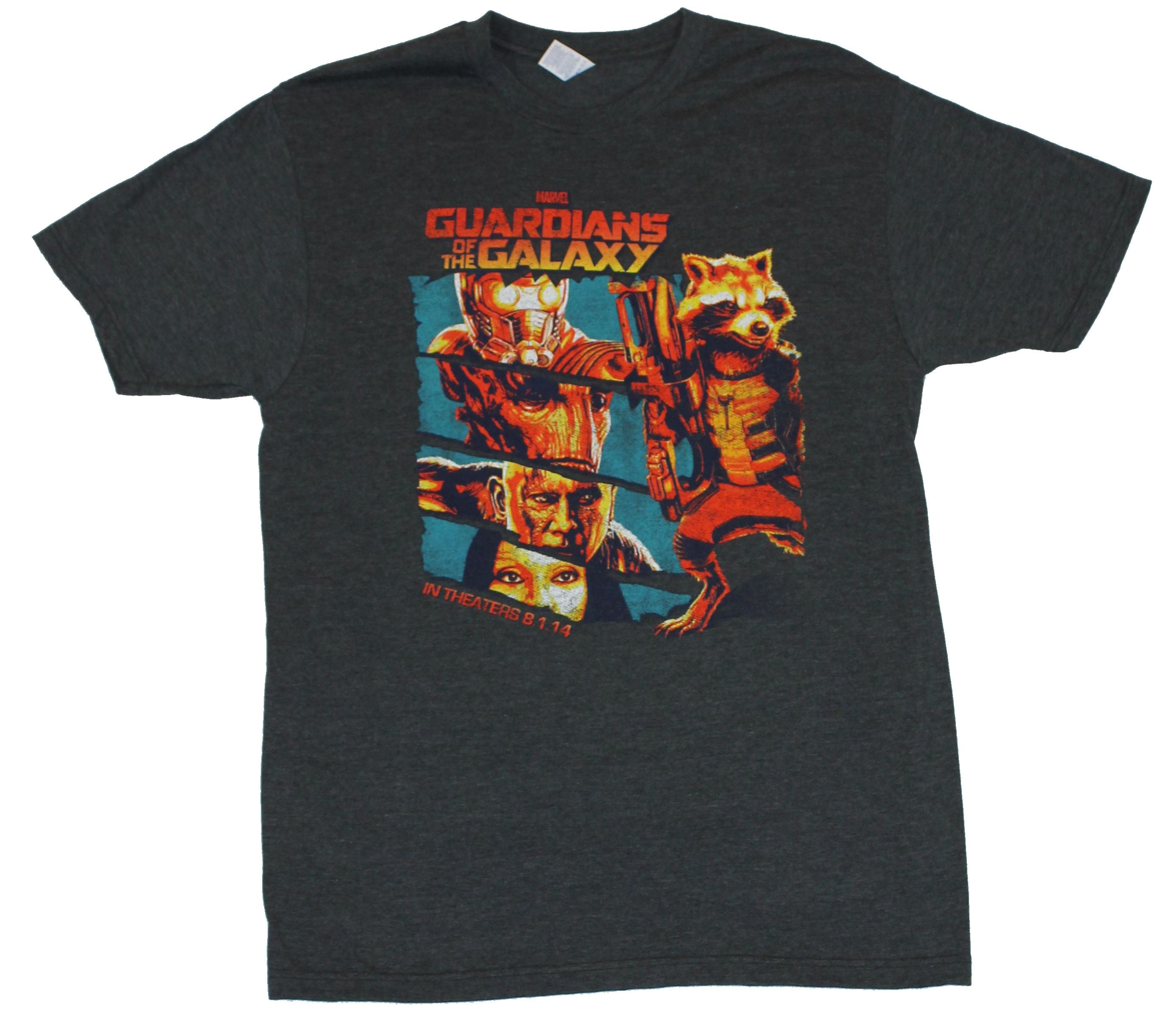 Guardians of the Galaxy Mens T-Shirt - Slashed Movie Hero Images w ...