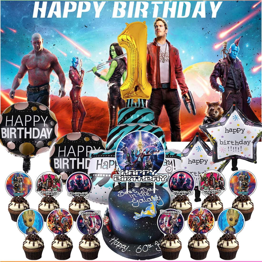 Guardians of the Galaxy Party Supplies Decor 1st Kit Balloons Birthday ...