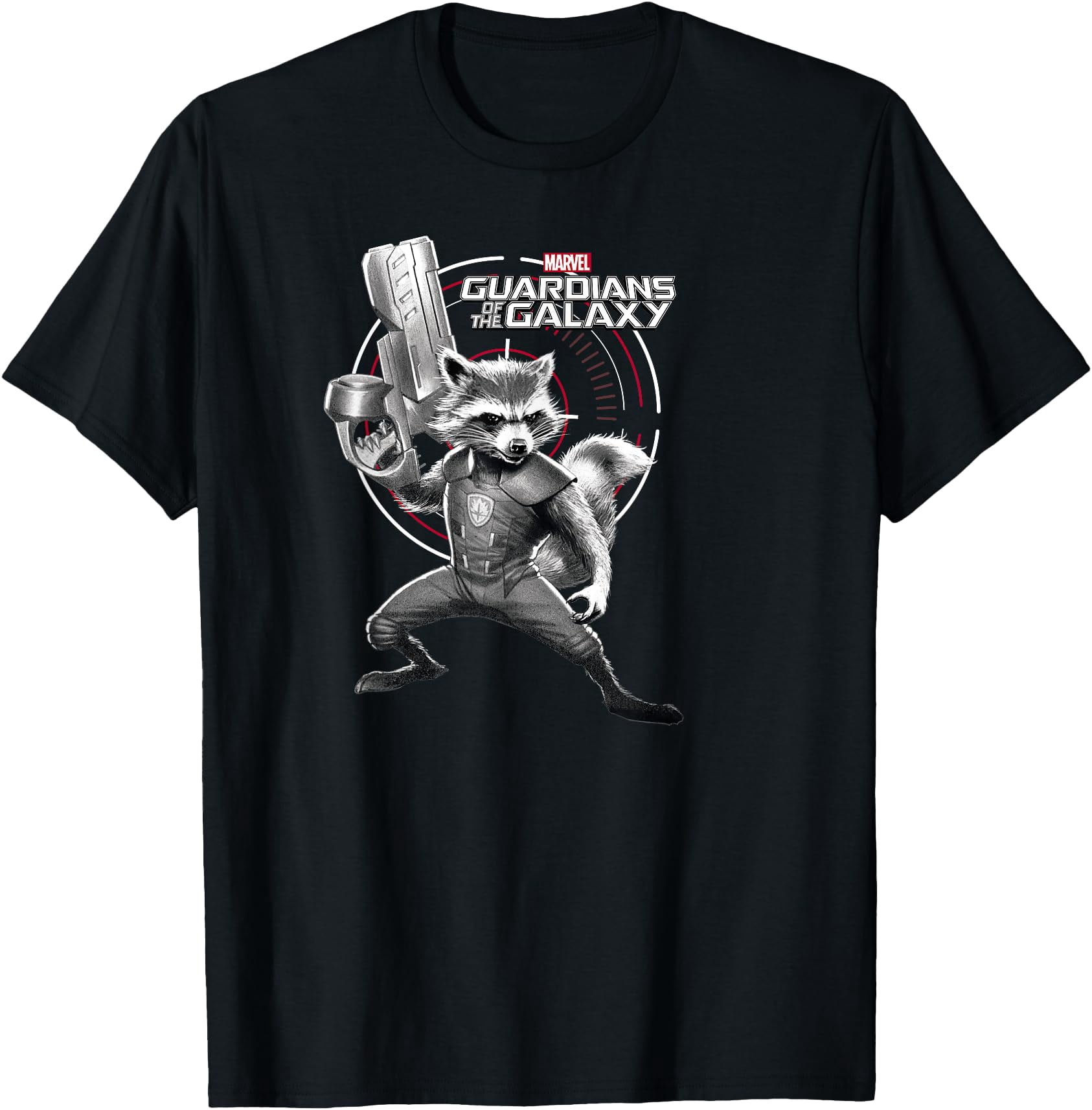Guardians of the Galaxy Rocket Raccoon Weapons Poster T-Shirt,Maroon ...