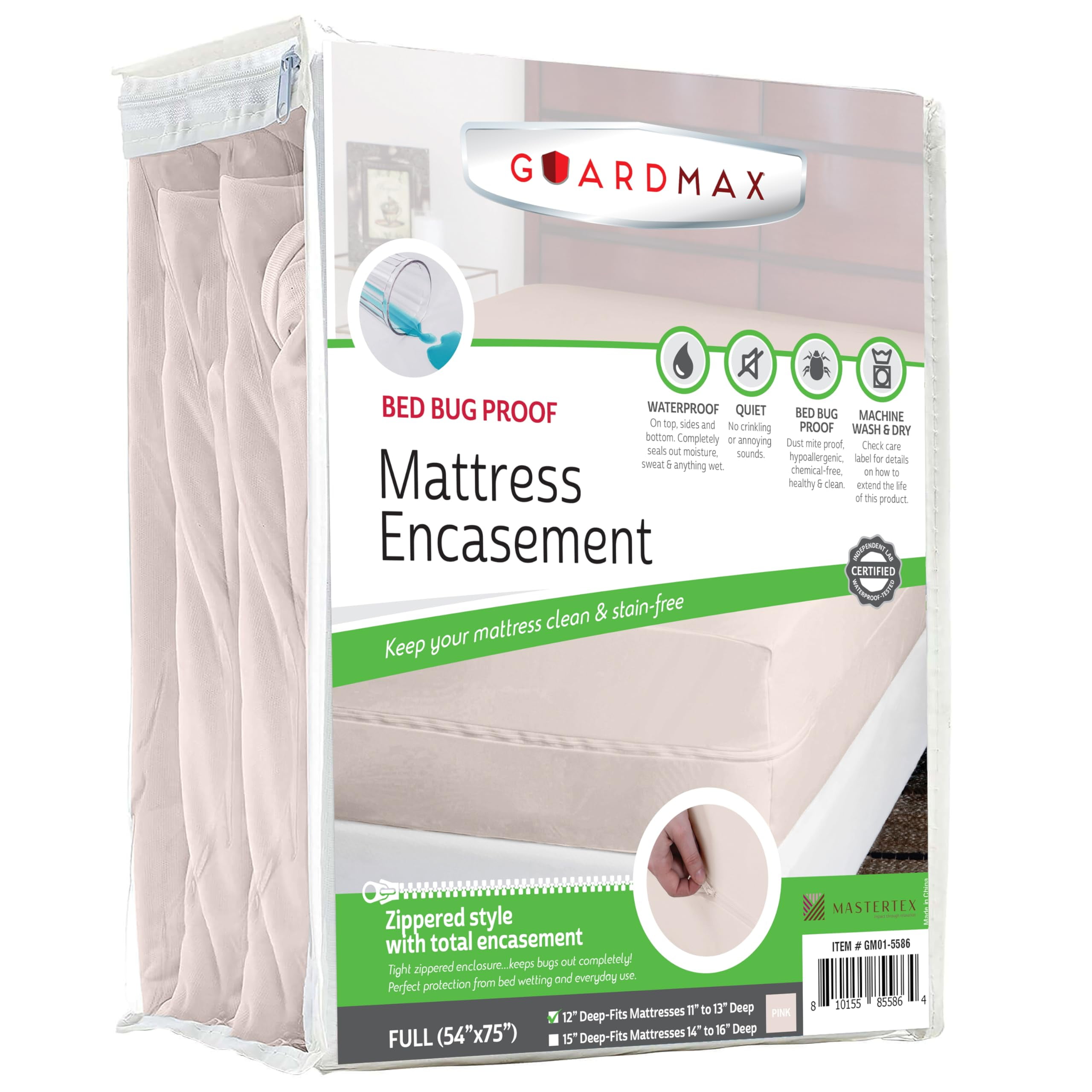 Guardmax Jersey Knitted Full Zippered Mattress Encasement - Waterproof ...