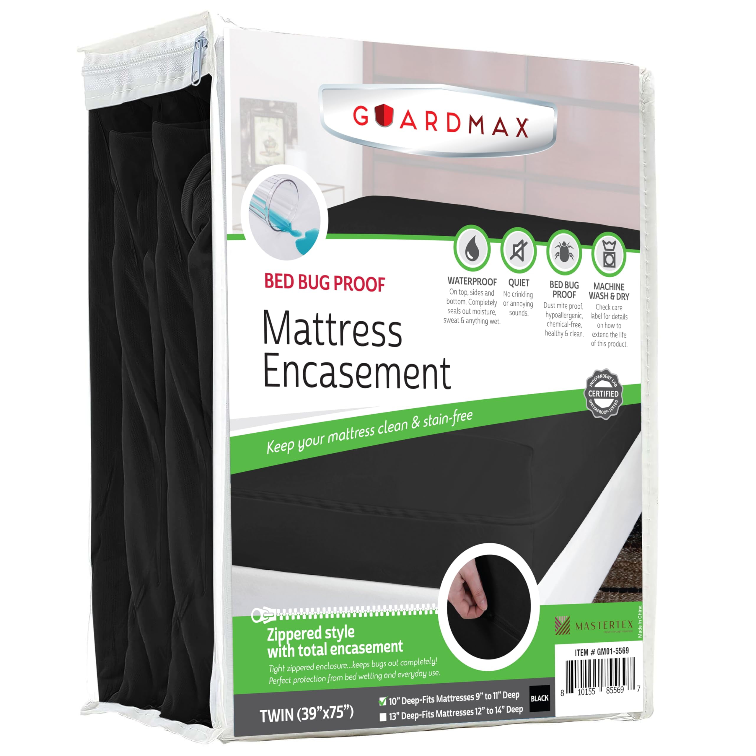 Guardmax Jersey Knitted Twin Zippered Mattress Encasement - Waterproof ...