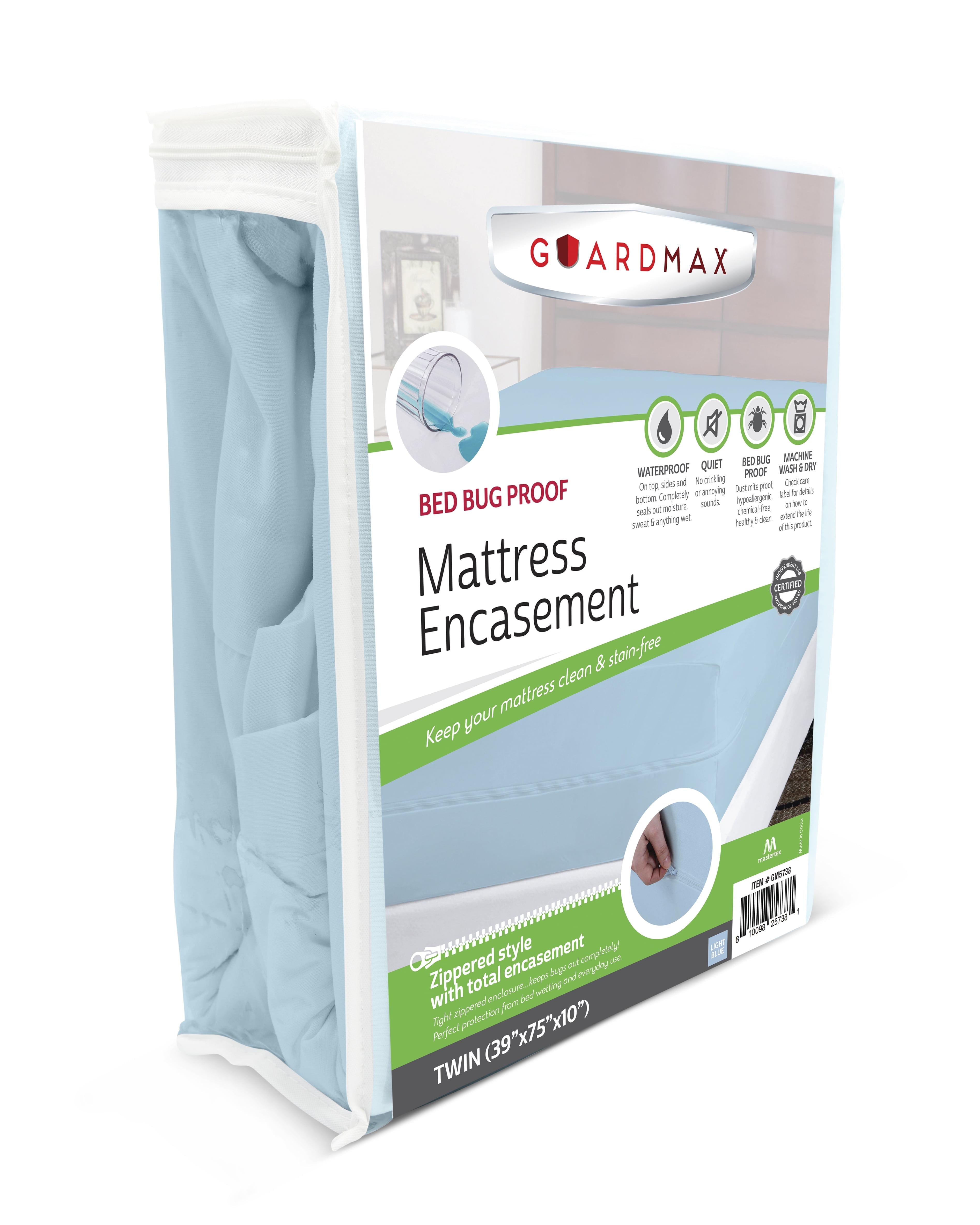 Guardmax Premium Twin Size Zippered Mattress Encasement - Waterproof ...