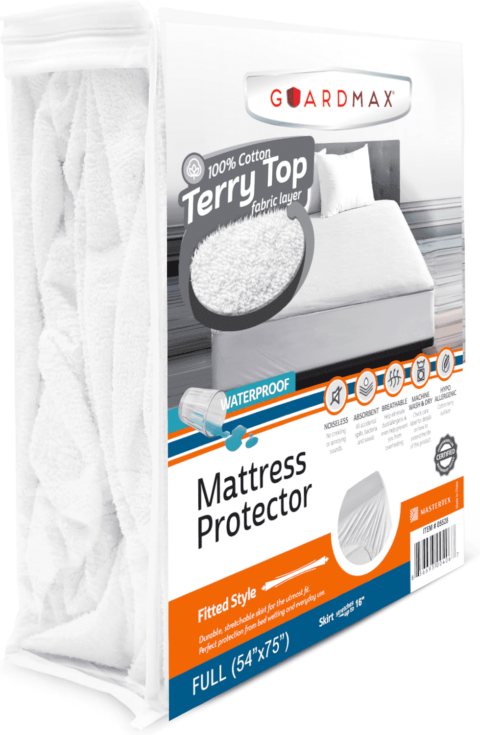 Guardmax Terry Cotton Full Size Mattress Protector - Waterproof & Dust ...