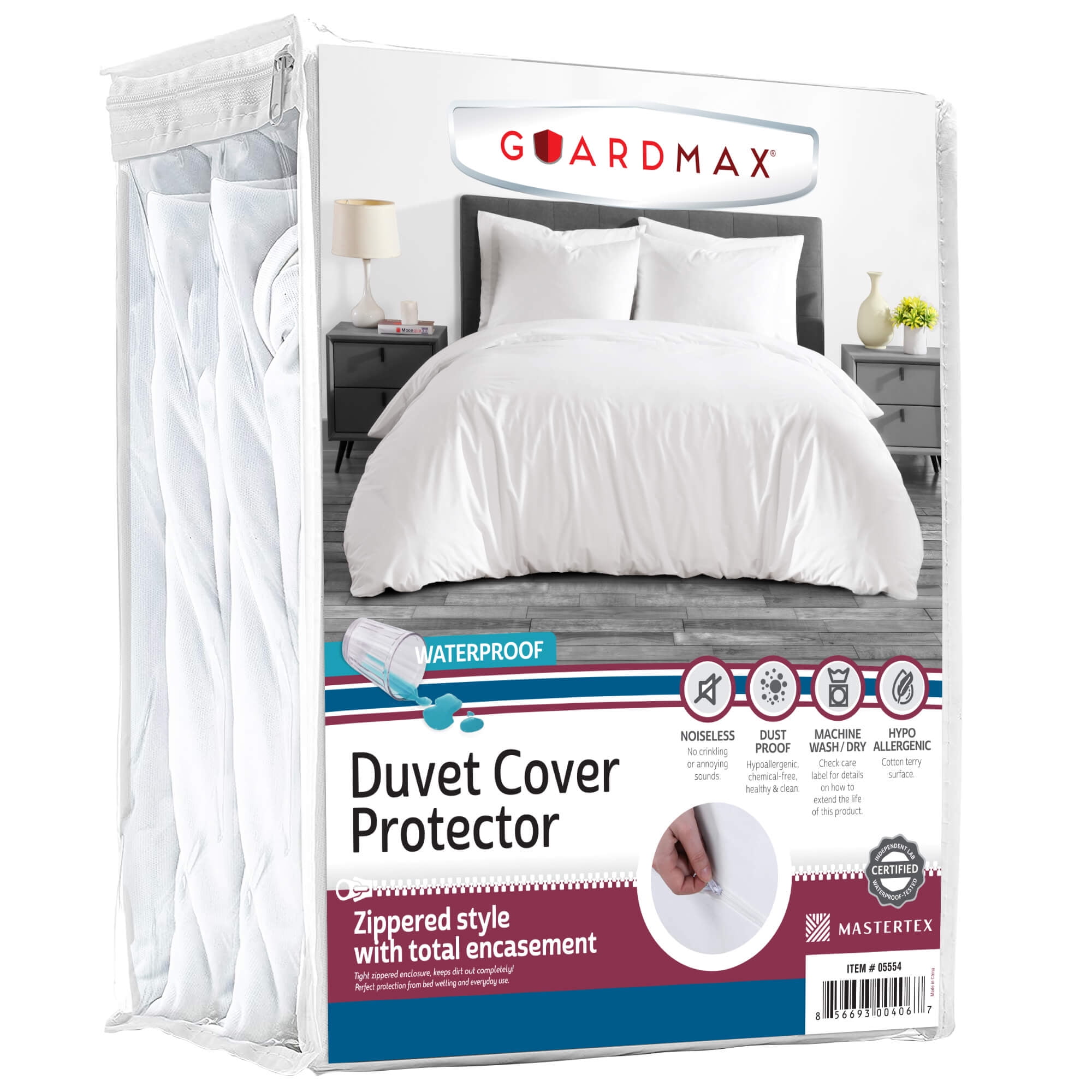 Guardmax Waterproof Duvet Cover - Jersey Fabric with Zipper Closure ...