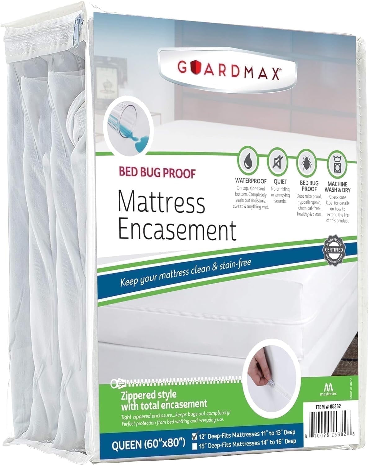 Guardmax Queen Mattress Encasement, Waterproof, Bed Bug Proof, Soft ...