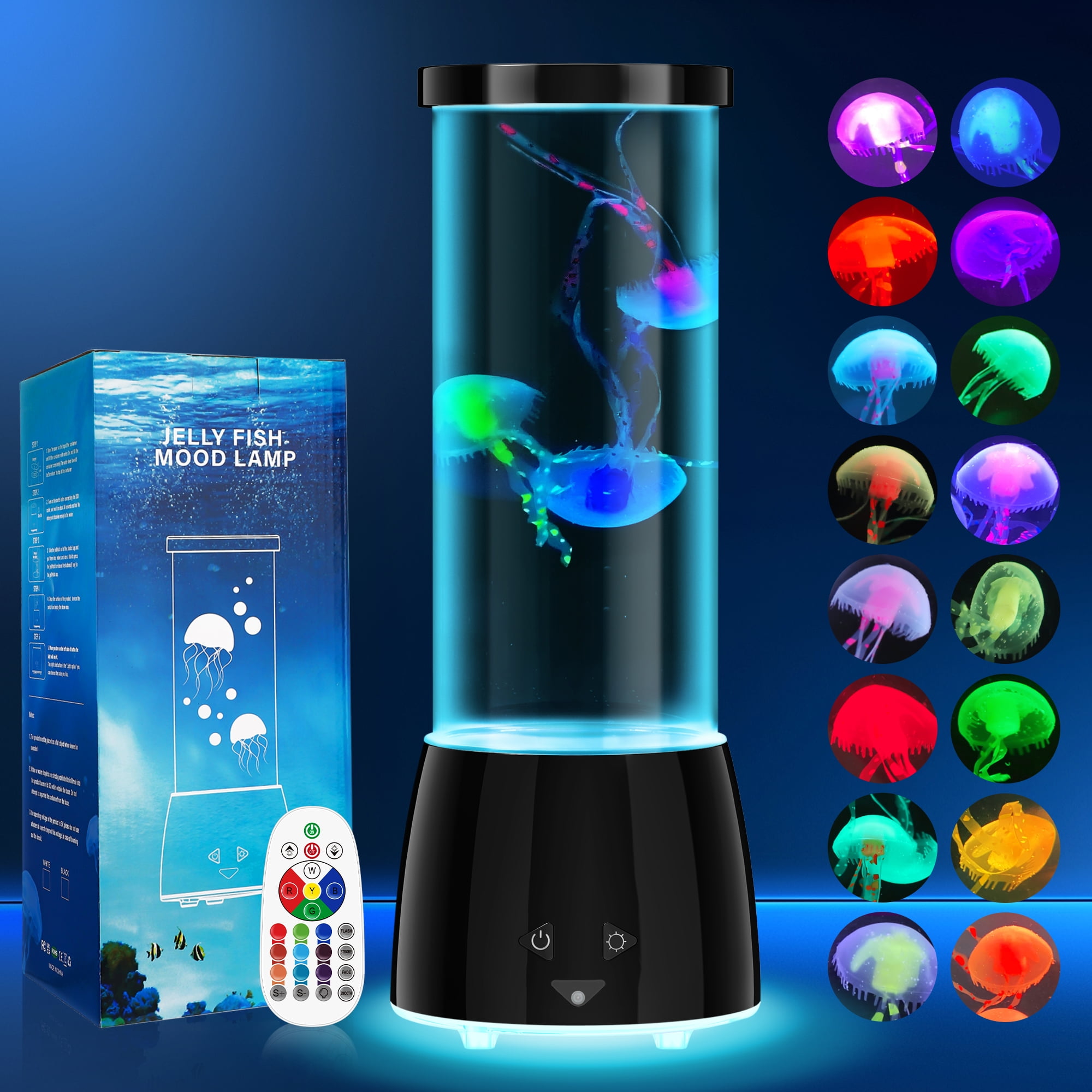 Guardwee Jellyfish Lamp Aquarium Sensory Mood Table Lamp with 17 Color ...