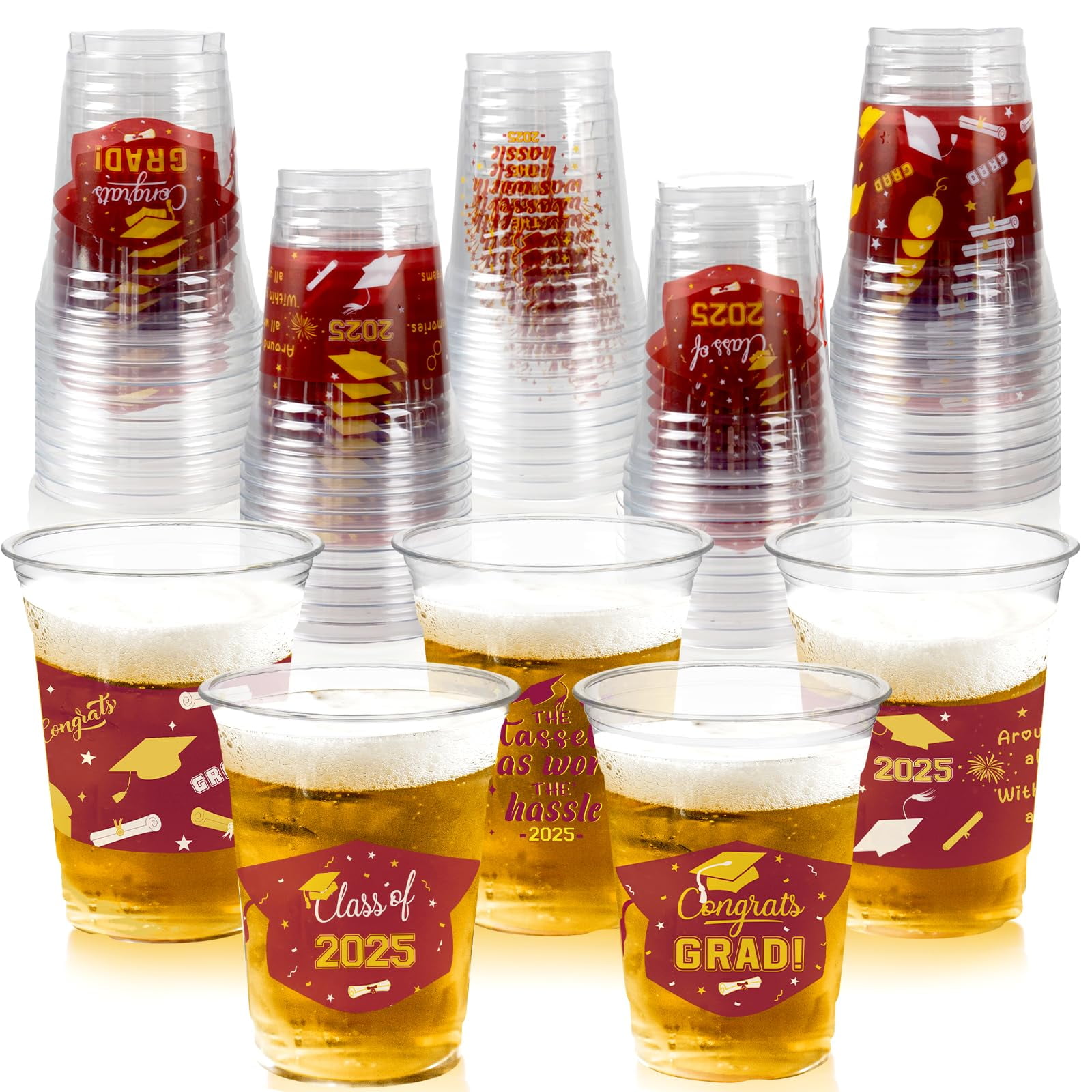 GuassLee Maroon Graduation Decorations 2025 Party Cups - 50pcs 12 Oz ...