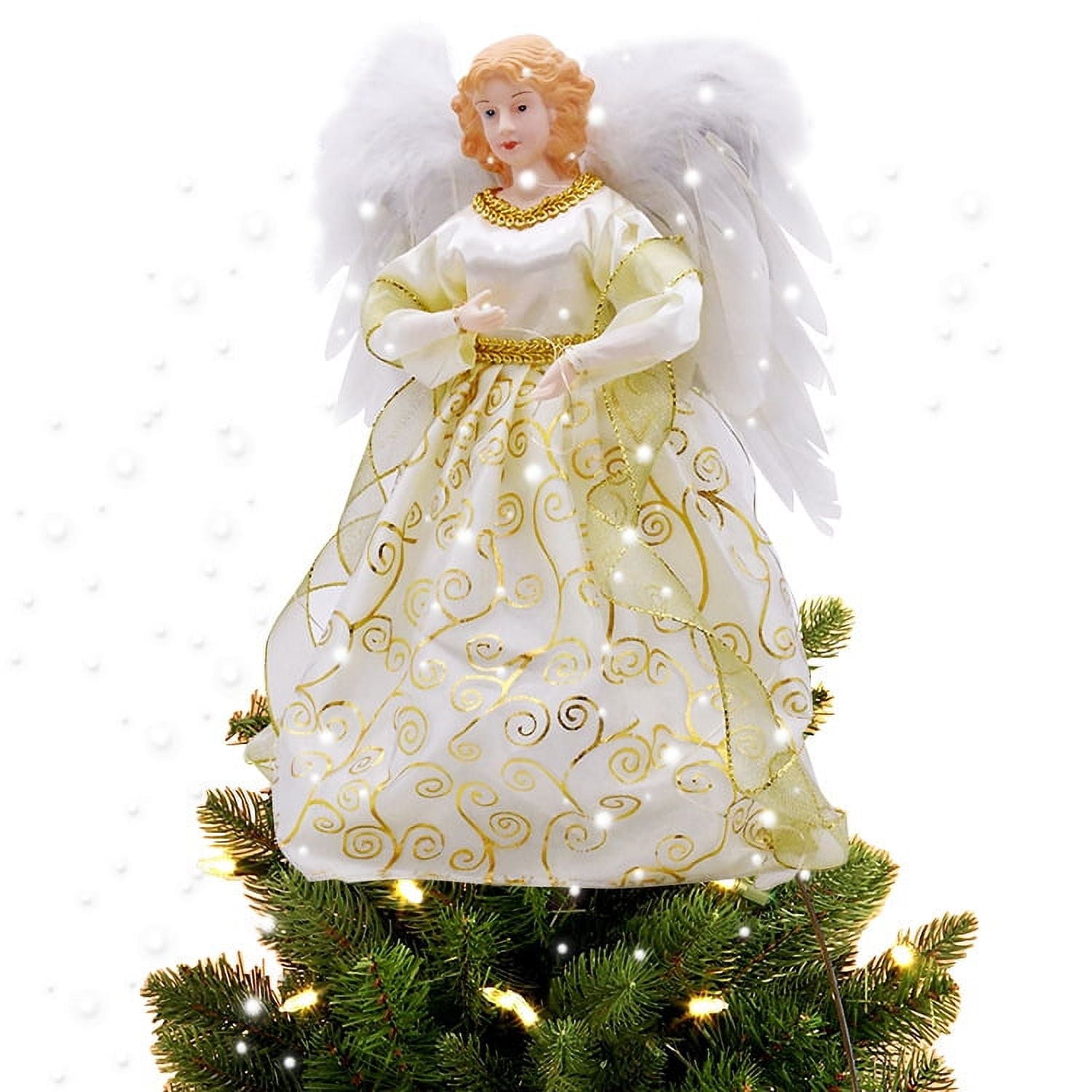 GuassLee 1pc, Ivory and Gold Angel Treetop, Christmas tree decorations ...