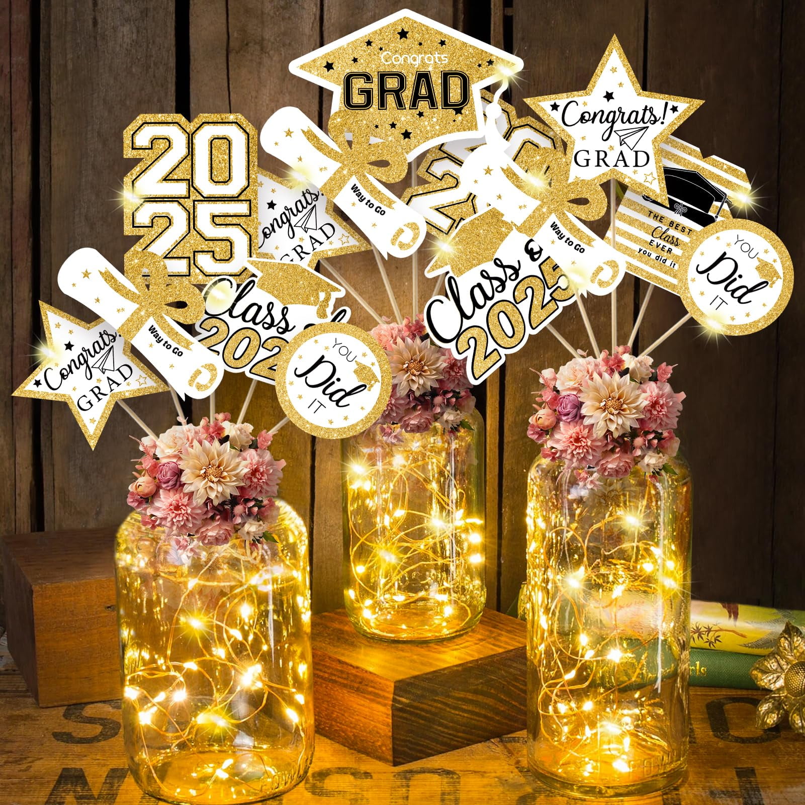 GuassLee 2024 Graduation centerpiece Sticks,Class of 2024 Table Toppers ...
