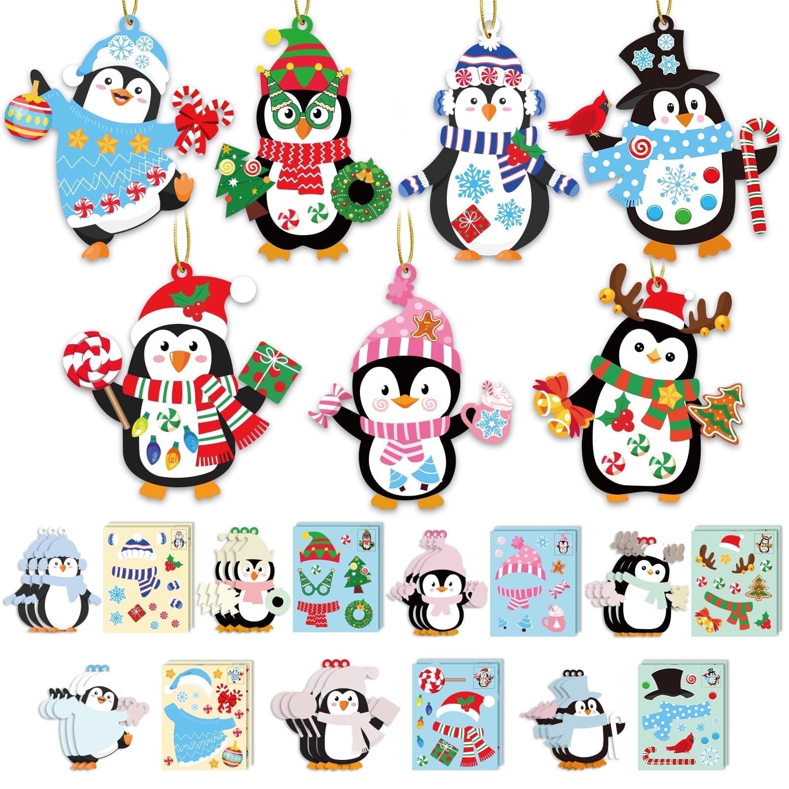 GuassLee 28 Pack Winter Christmas DIY Crafts Kit for Kids, Make Your ...