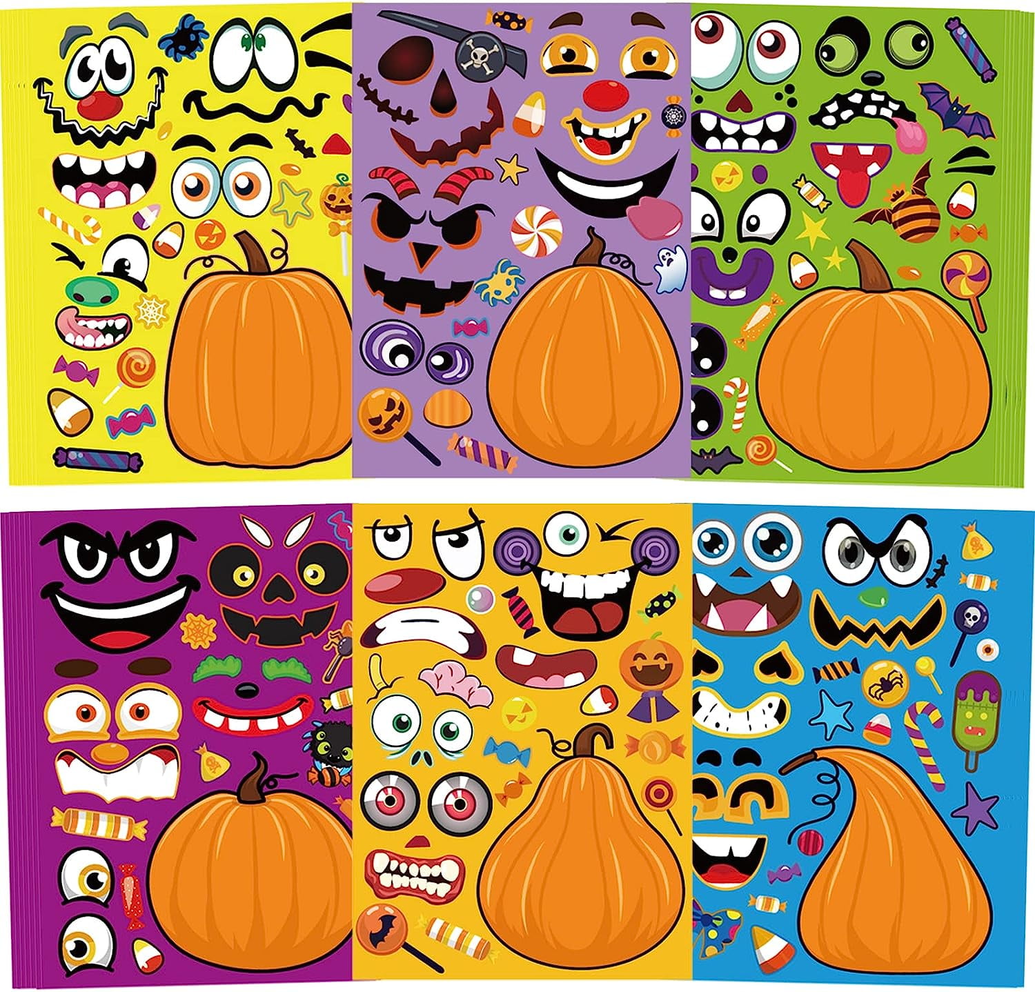 GuassLee Halloween Pumpkin Craft Stickers - 42 Sheets Bulk DIY Party ...
