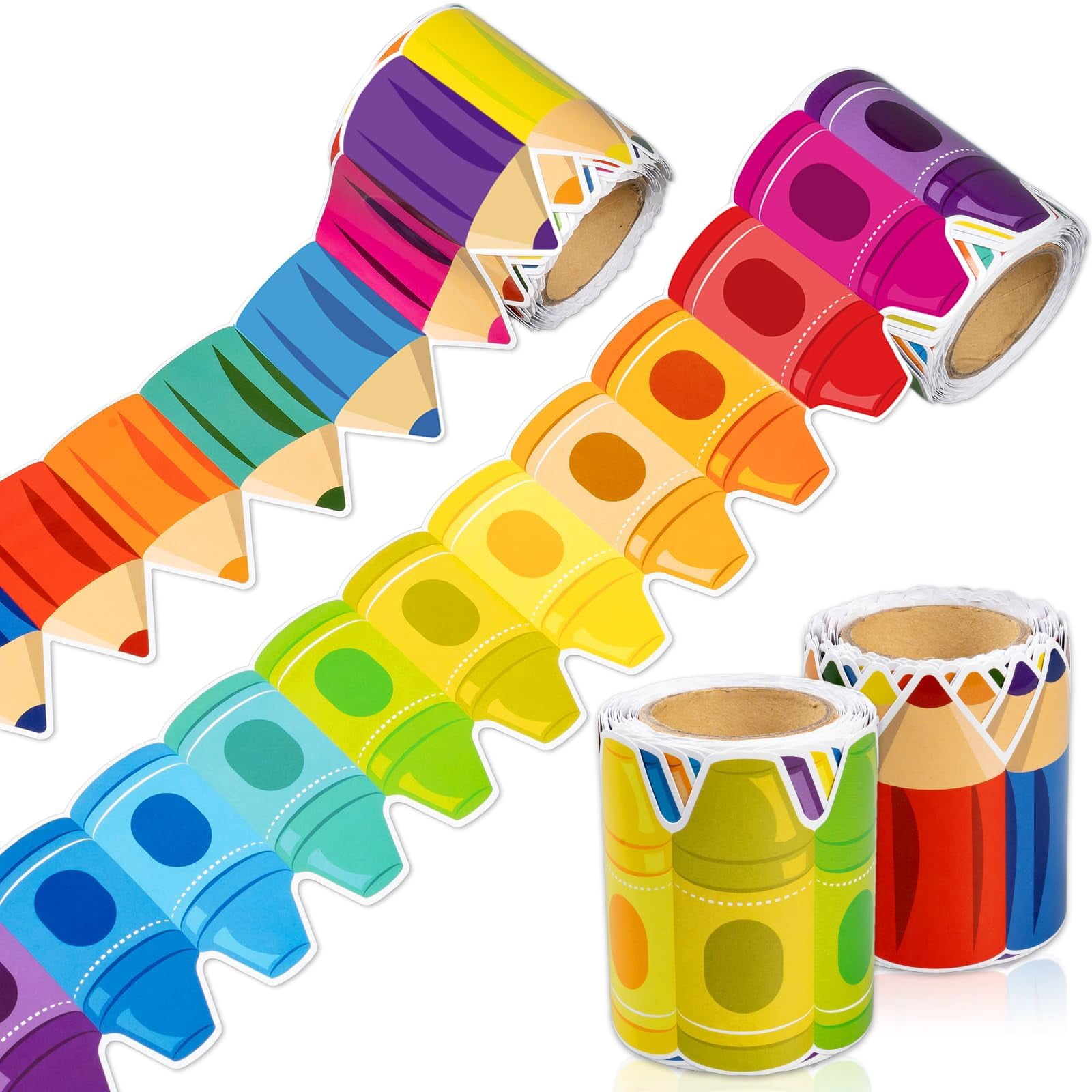 GuassLee 52ft Bulletin Board Border Decorations - 2 Rolls Rainbow ...