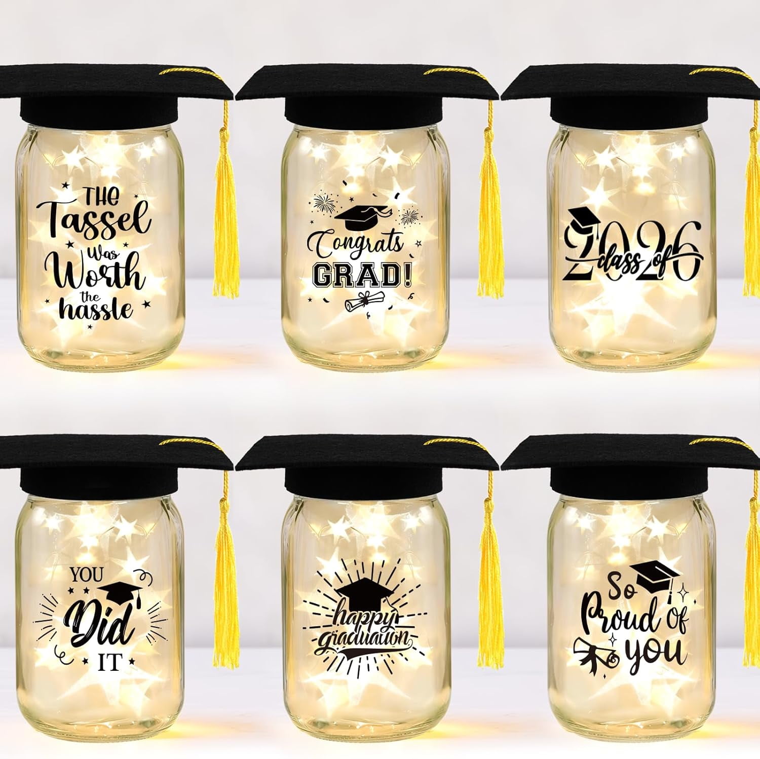 GuassLee 6 Sets 2026 Graduation Centerpieces for Tables, Mason Jar ...