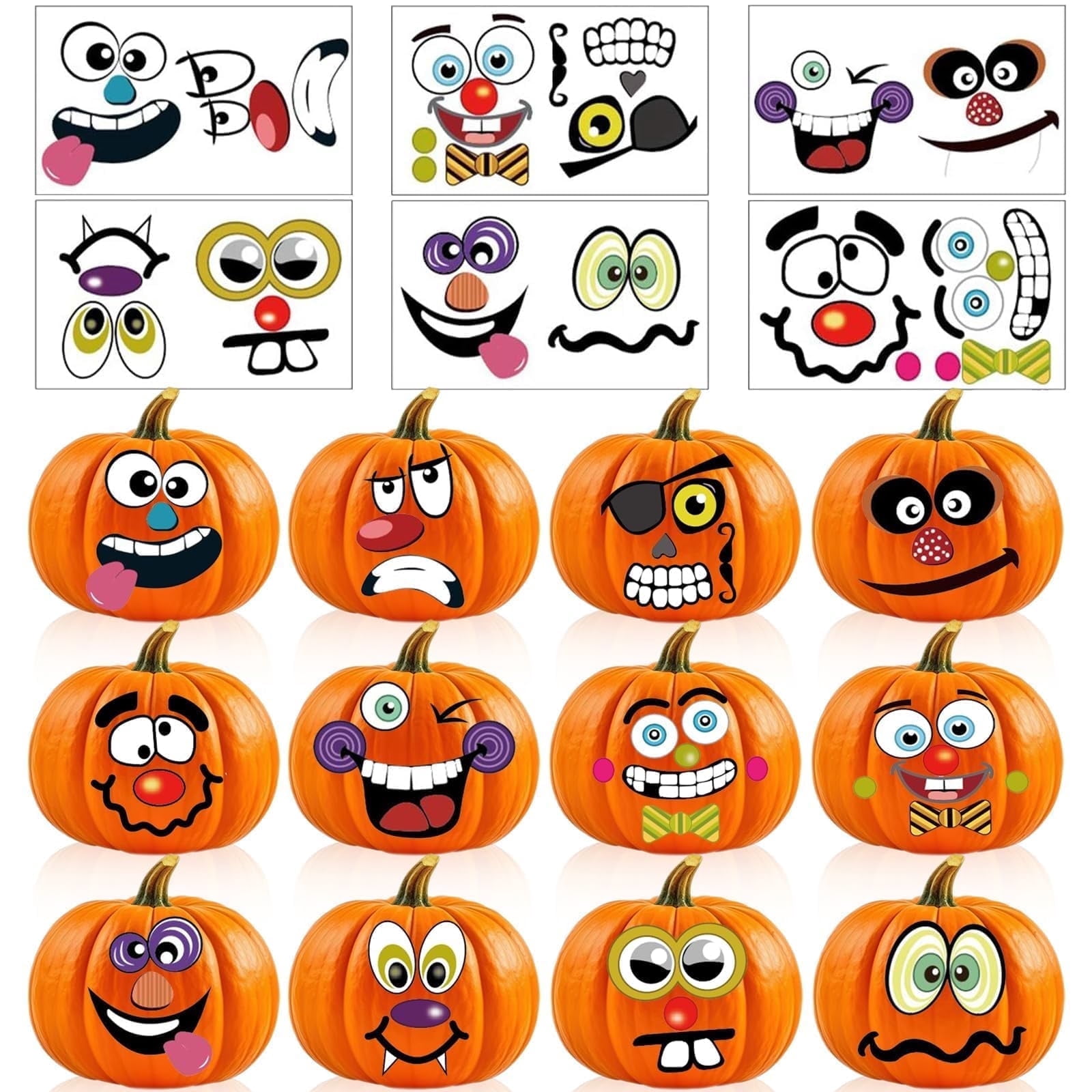 GuassLee 72 Pack Halloween Pumpkin Decorating Stickers Mini Make 72 ...