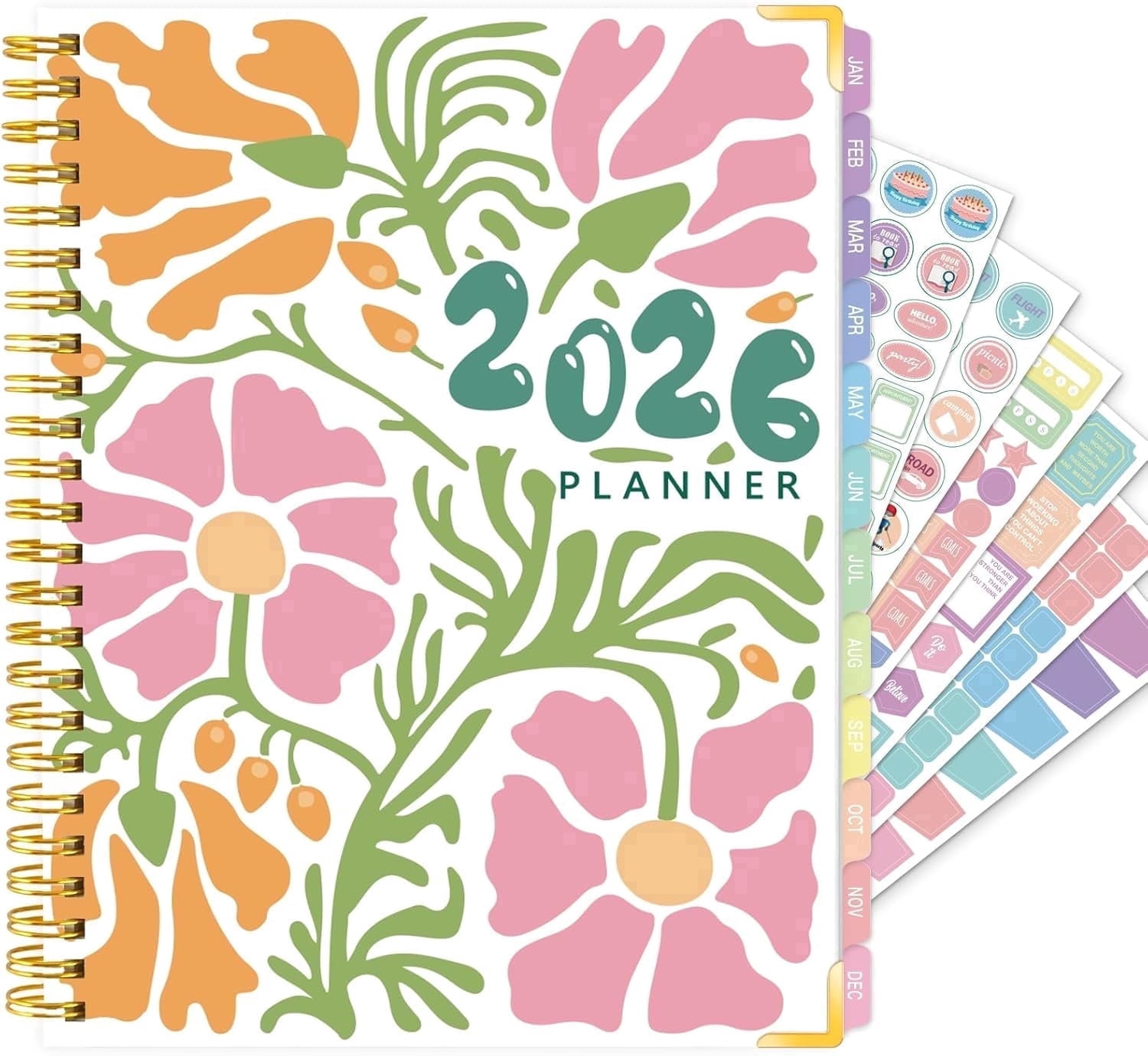 OuMuaMua A5 Planner 2026-2027, Abstract Floral Hardcover Organizer with ...