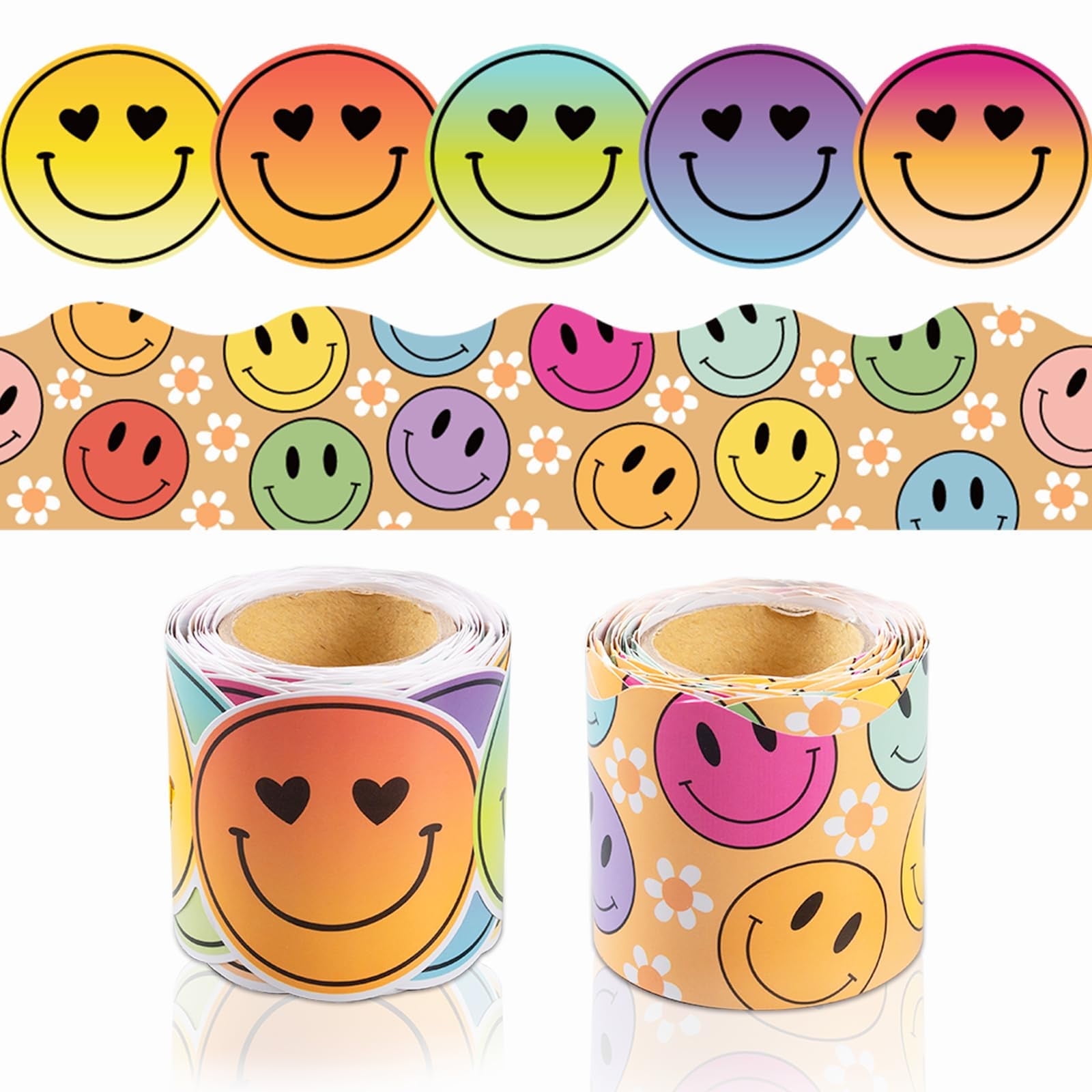 GuassLee Boho Bulletin Board Borders, Retro Classroom Bulletin Board ...