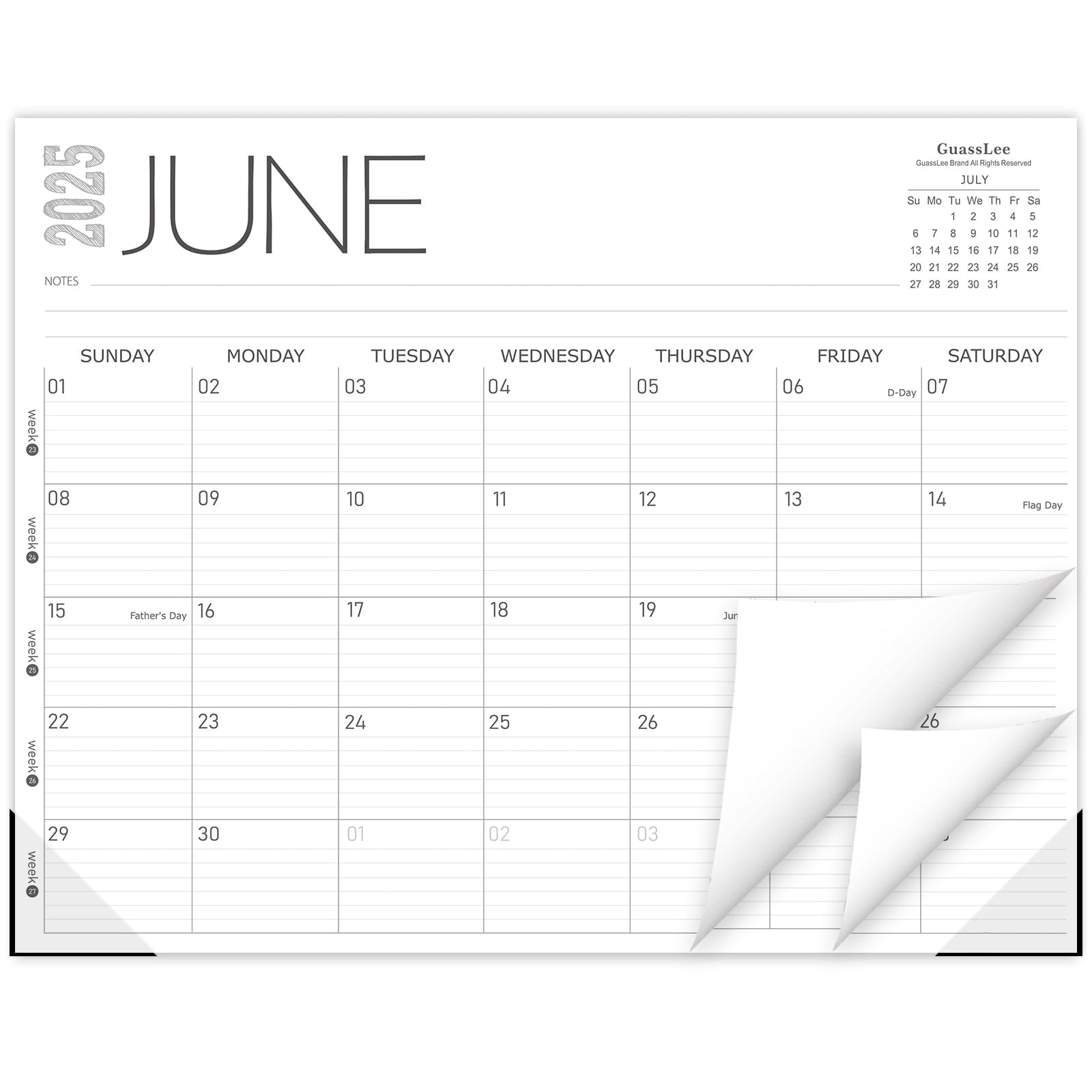 GuassLee Desk Calendar 2025, 12-Month Desk Calendar from June. 2025 to ...