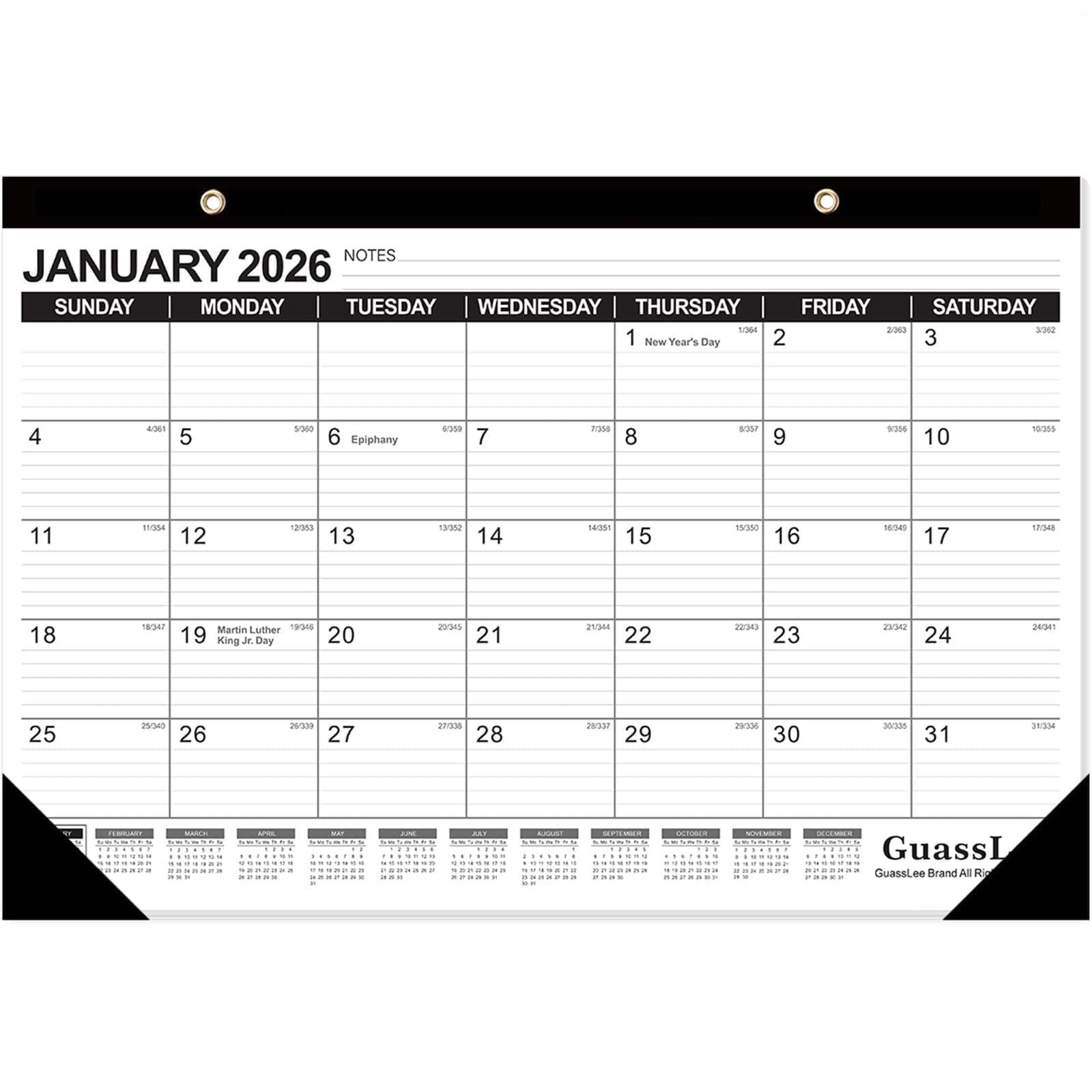 OuMuaMua Desk Calendar 2026-2027, 18-Month, Julian Date, 17''x11.5 ...