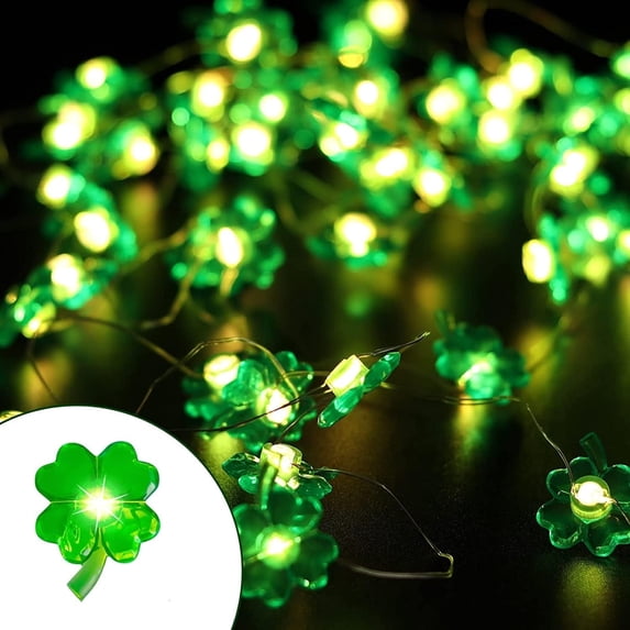 GuassLee Four-Leaves String Lights LED 10ft 50 LED Green String Lights ...