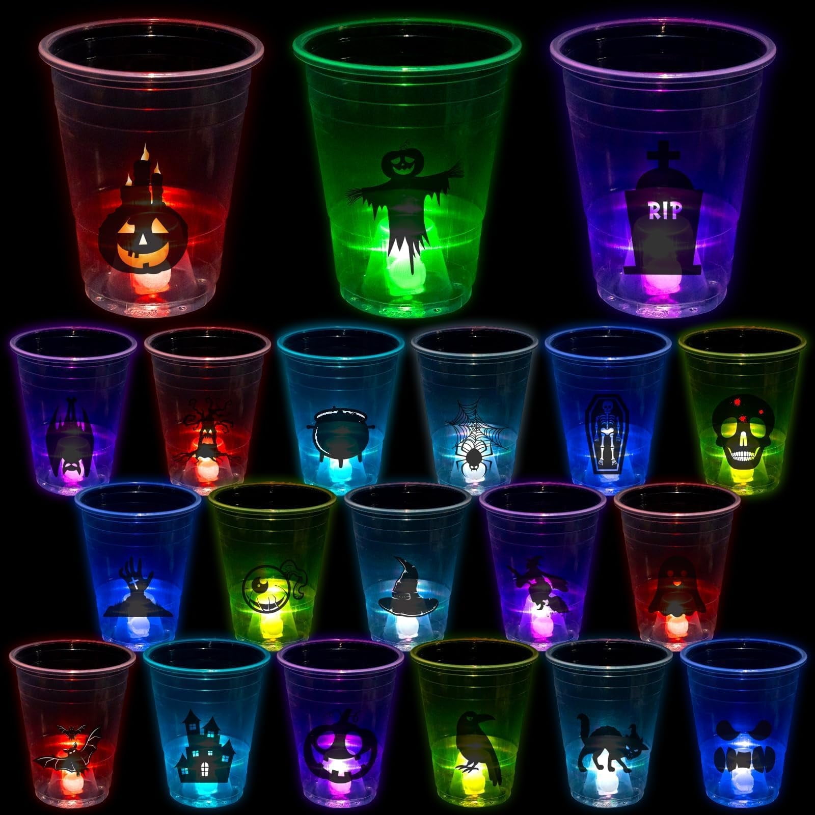 GuassLee Halloween Glow in The Dark Party Cups, 25Pcs Halloween ...