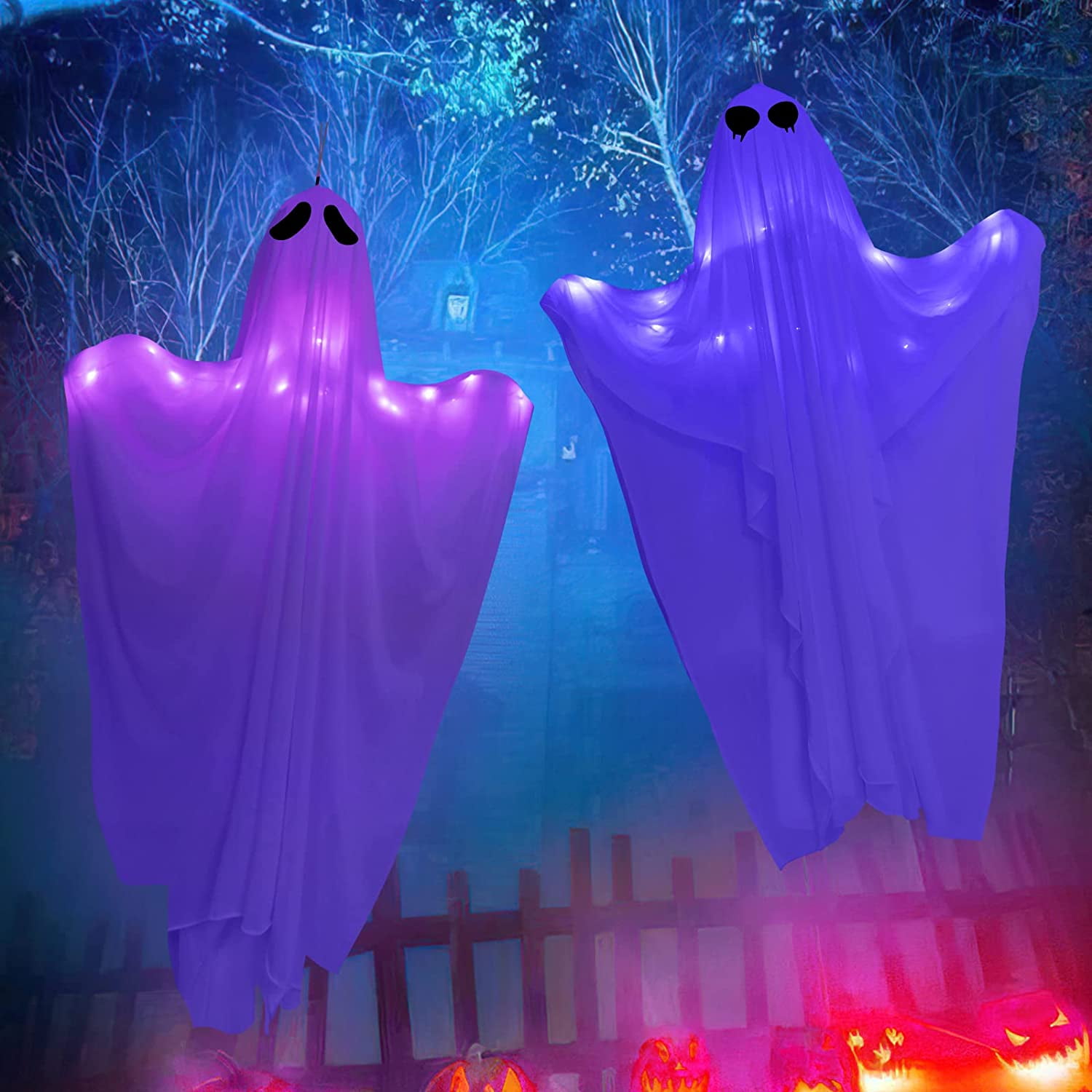 GuassLee Halloween Hanging Ghosts Decorations with LED Lights - 47 ...