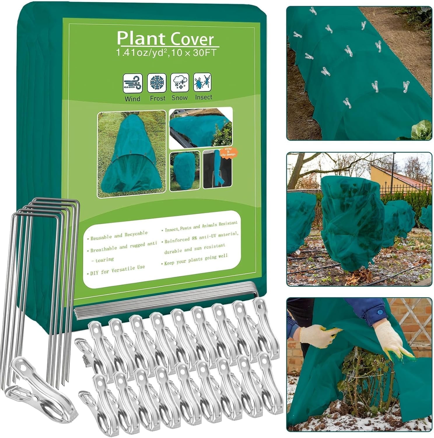 GuassLee Plant Covers Freeze Protection, 10ft x 30ft 1.41 oz/yd² Frost ...