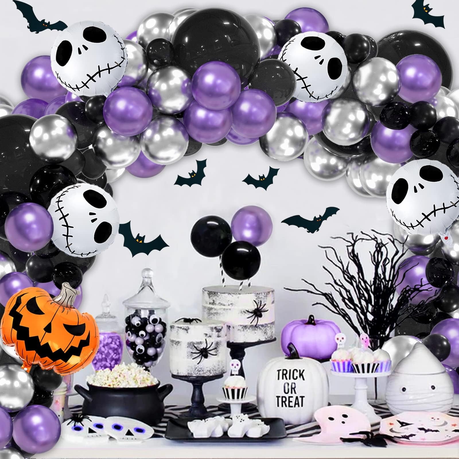GuassLee Skull Halloween Birthday Party Decorations - 141pcs Purple ...