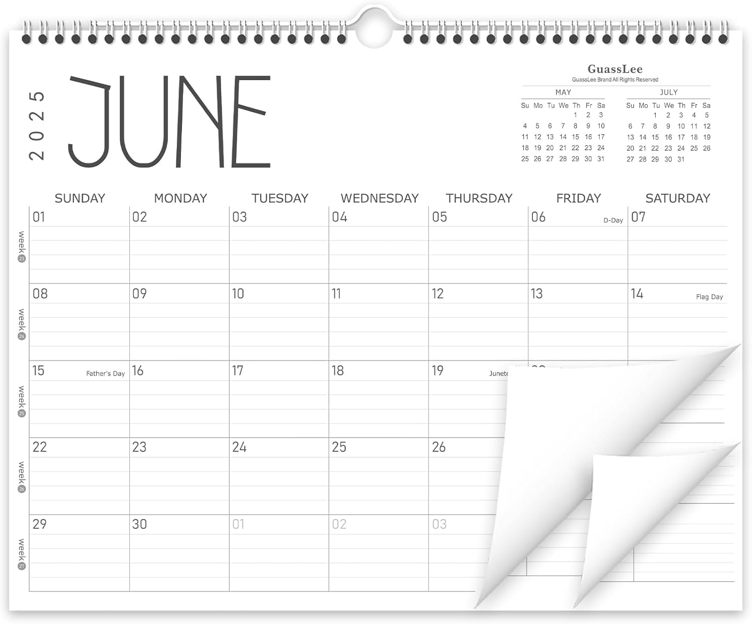 GuassLee Wall Calendar 2025, 2025-2026 Calendar Wall from Jun. 2025 to ...