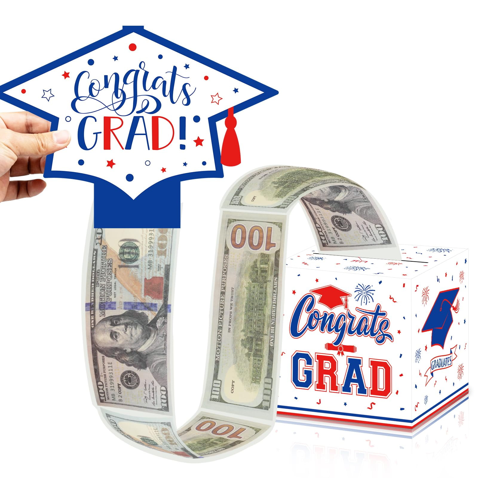 GuassLee decor Graduation Party Decoration Class of 2025 Graduation Card Box Red and Blue ...