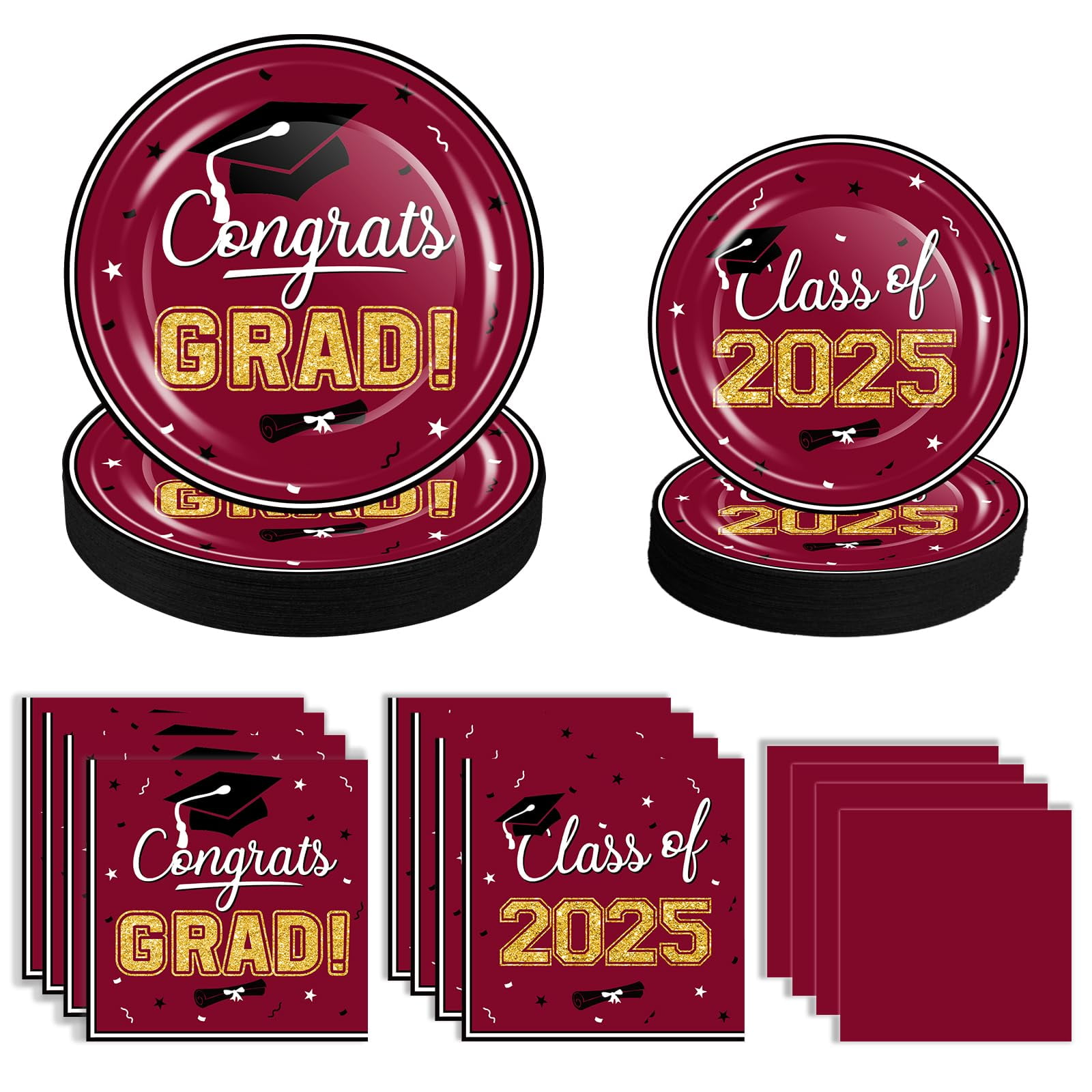 GuassLee Class of 2025 Graduation Party Decorations - 200 Pcs Maroon ...