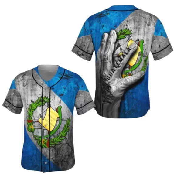 Guatemala Blue Hand 3D Baseball Jersey Shirt All Over Print Mother Day ...