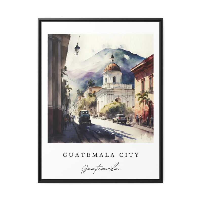 Guatemala City Travel Art, Central America Poster, Guatemala Wedding or ...