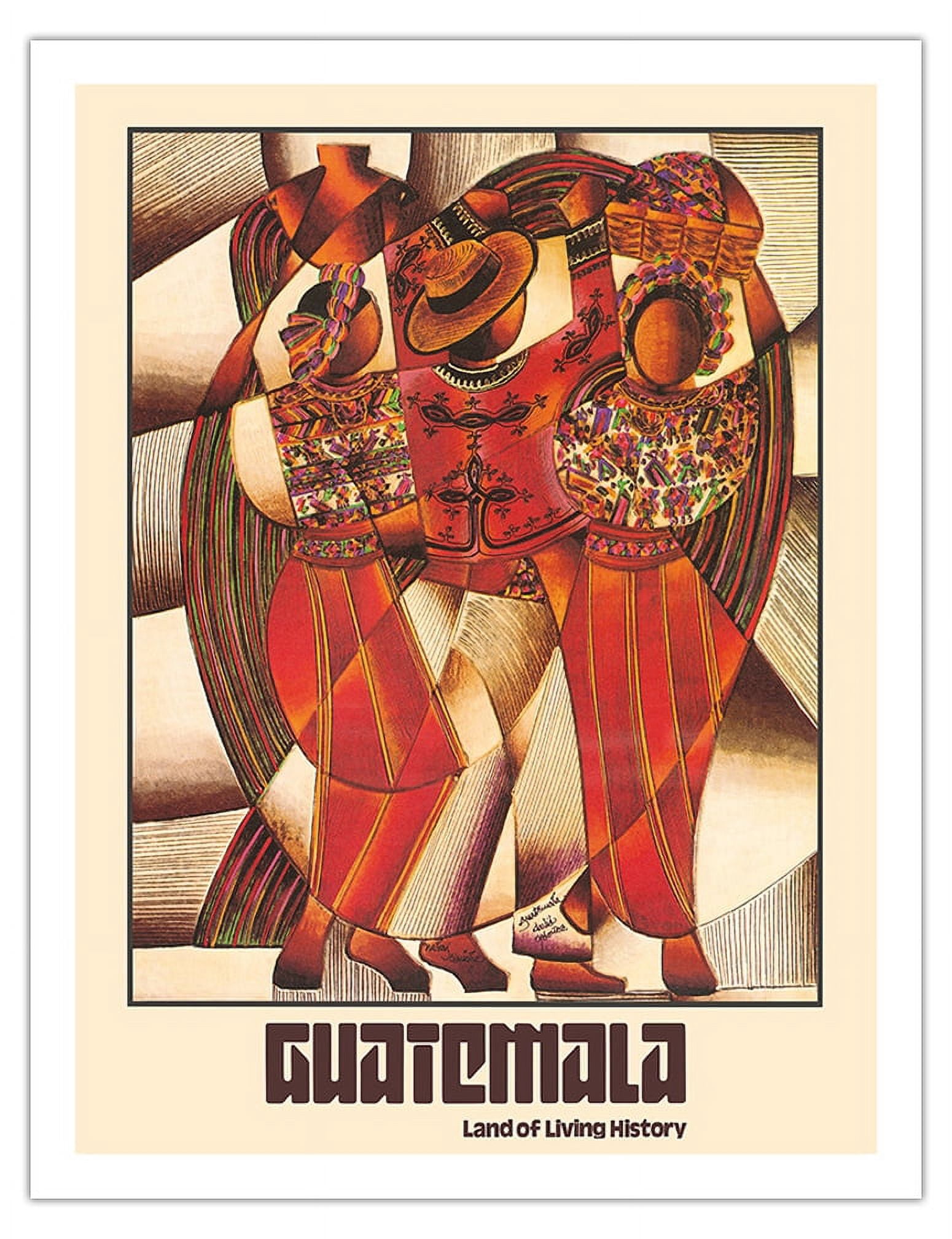 Guatemala - Guatemalan Dancers - Traditional Mayan Tapestry - Vintage ...